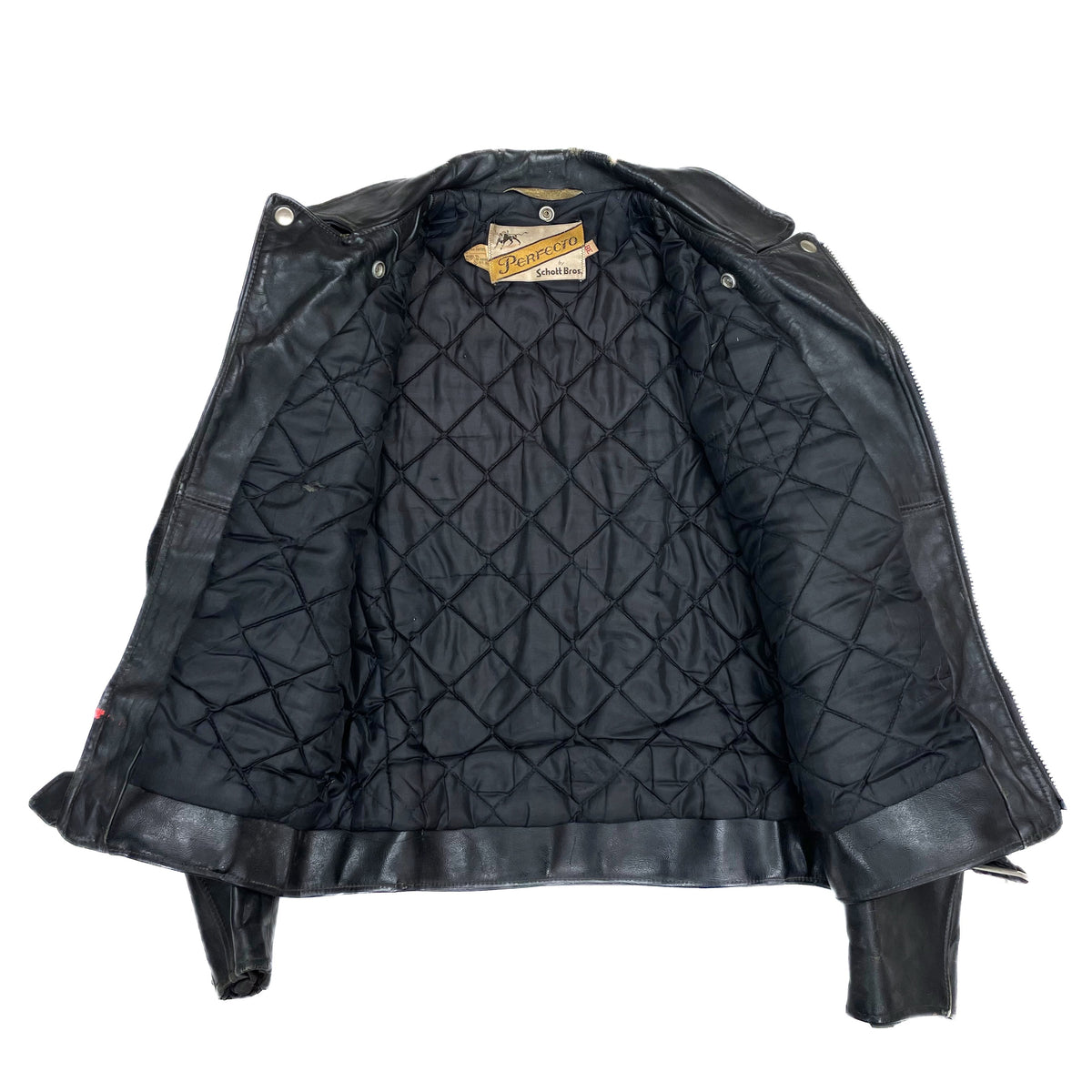 (VINTAGE) 1970'S SCHOTT COW TAG ONE STAR DOUBLE BREASTED LEATHER BIKER ...