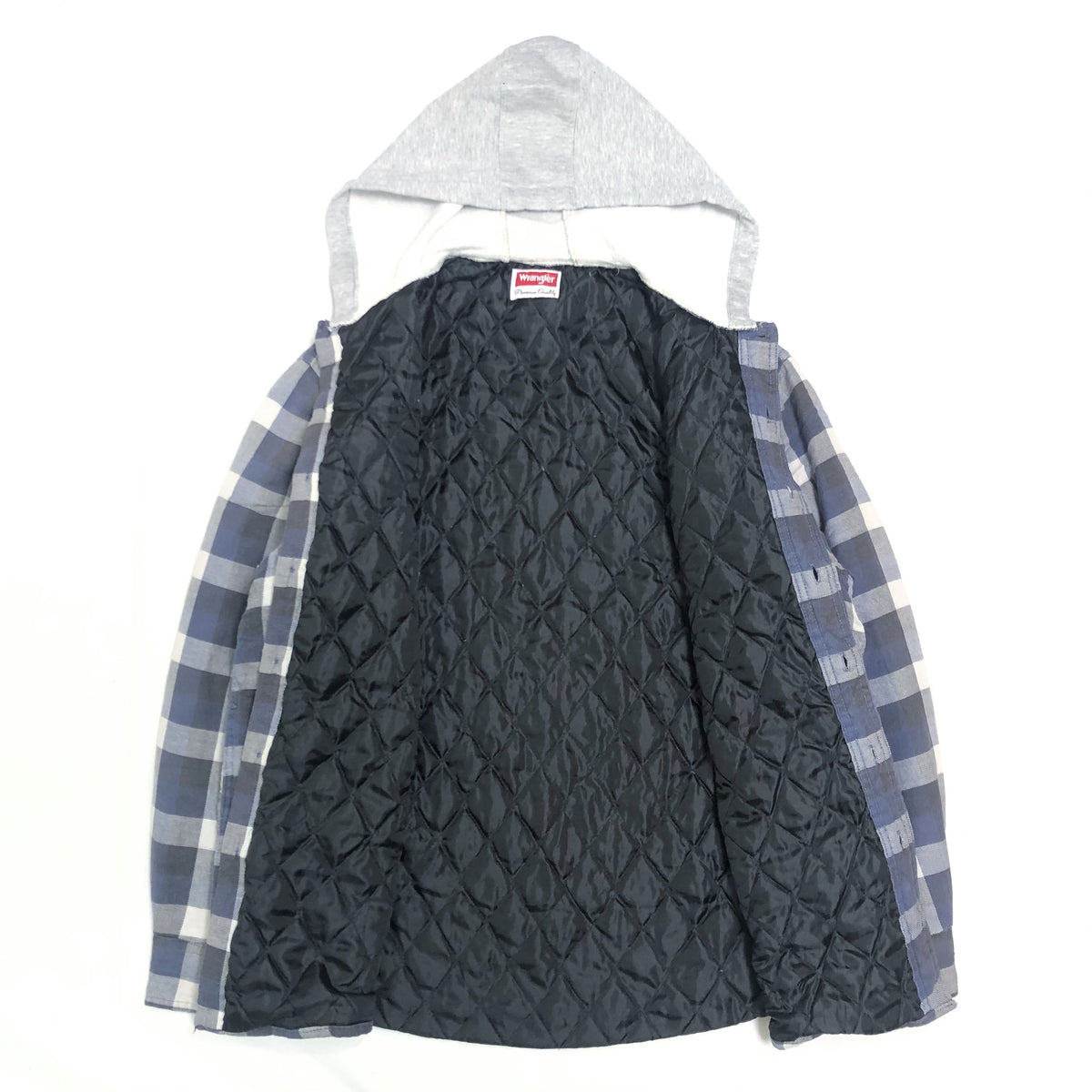 (BORO) 2000'S WRANGLER BLOCK CHECKERED QUILTED LINING HOODED FLANNEL S ...